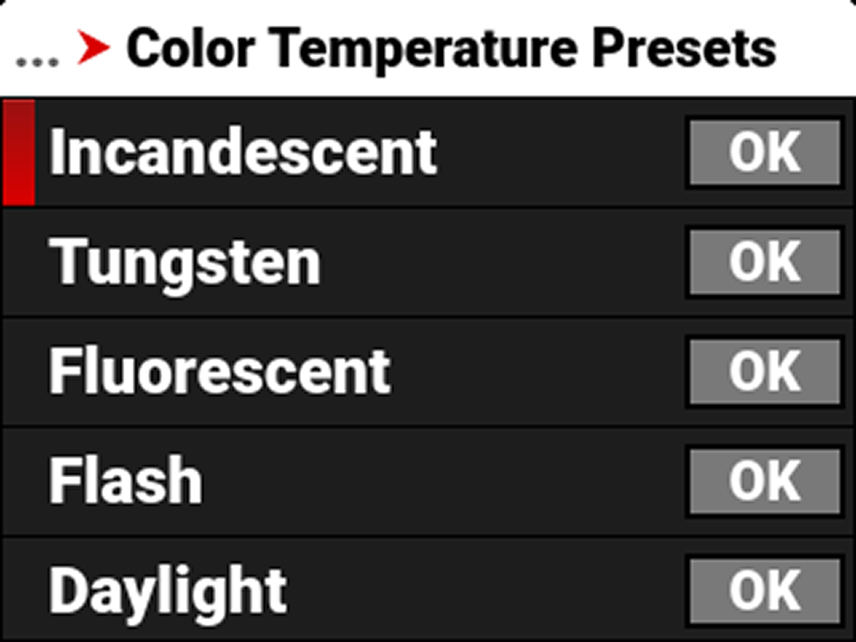 Color Temperature Presets